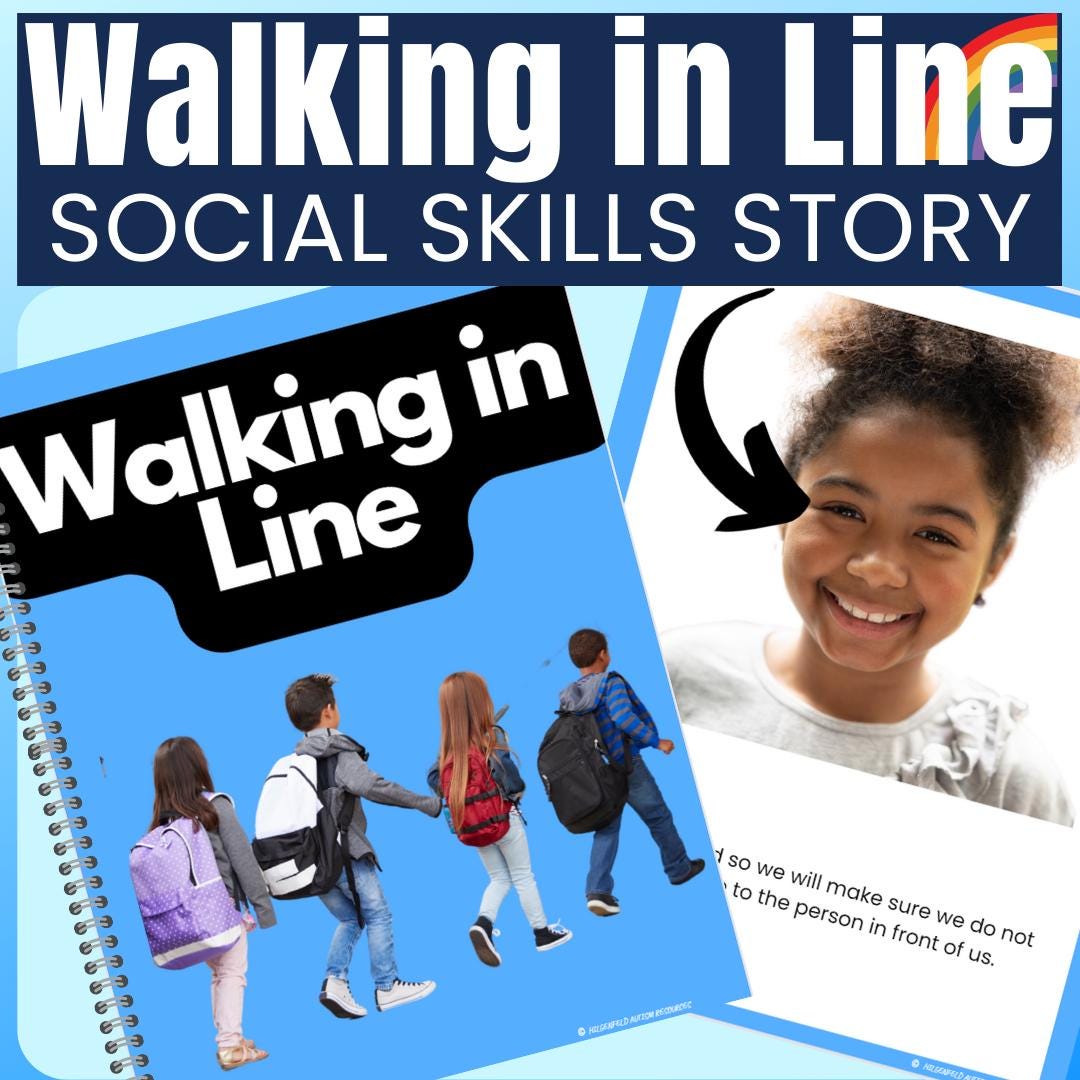 Walking in Line Social Story Pre-k Kindergarten Autism Classroom Rules ...