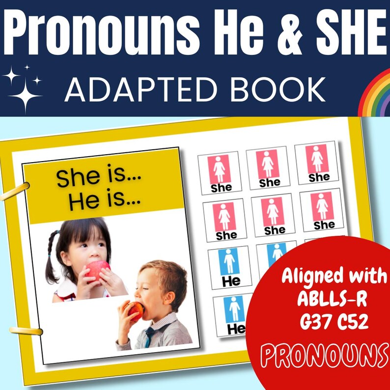 Pronouns He & She Adapted Book Aligned W ABLLS-R C52 G37 Label and ID ...