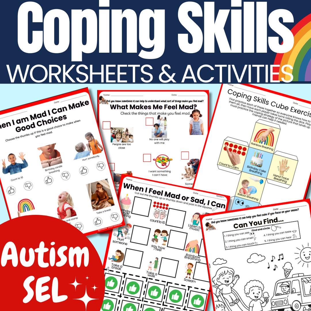 Coping Skills Worksheets & SEL Activities Emotional Regulation Autism ...