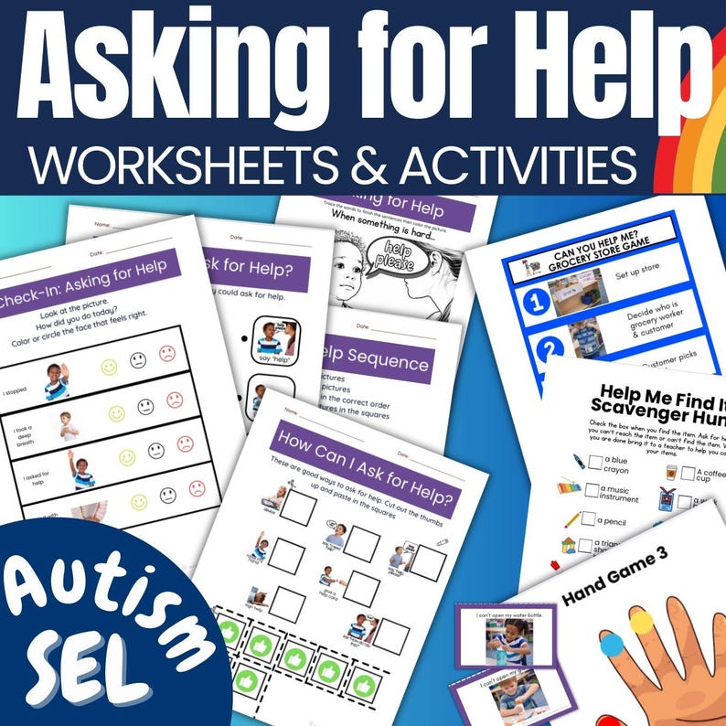 Asking for Help Worksheets & Activities Autism Preschool K Social ...