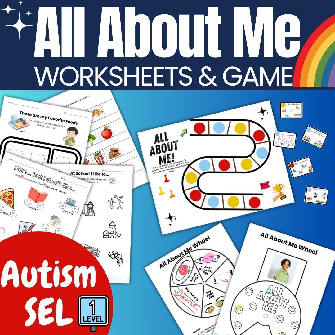 All About Me Worksheets Autism SEL Aligns W ABLLS-R H5 Answer Personal ...