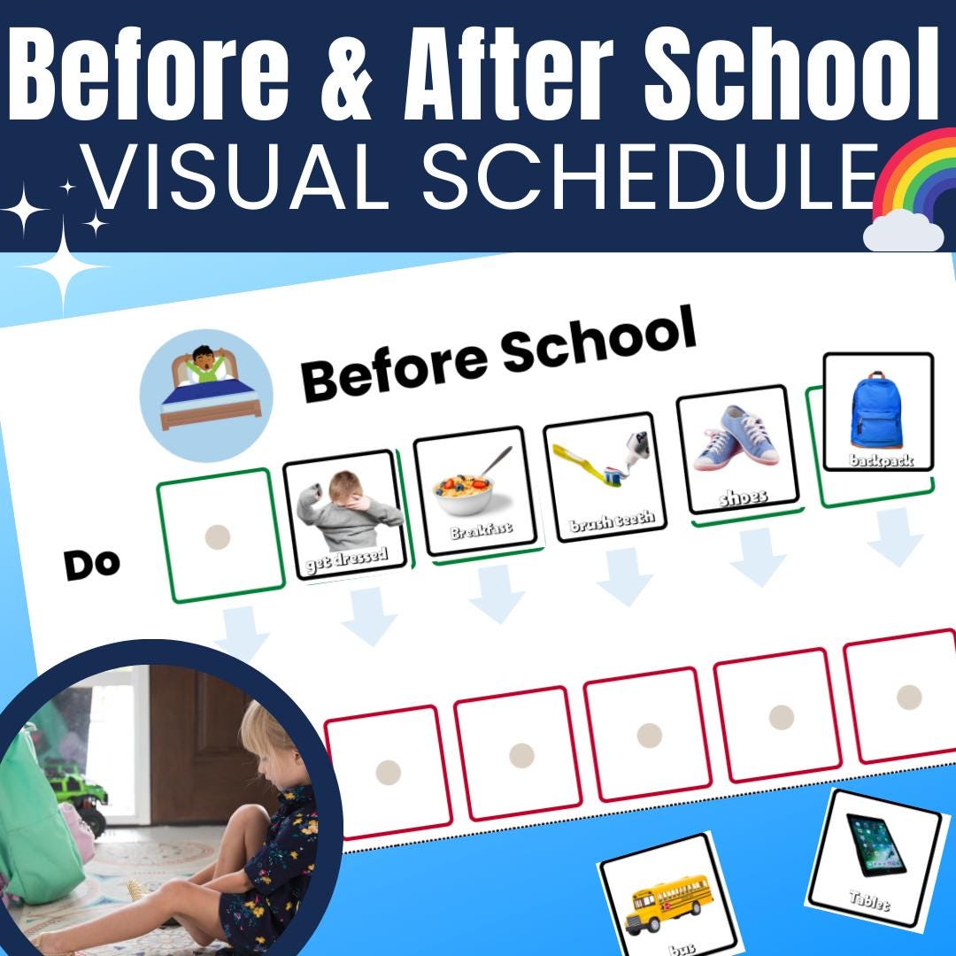 Autism Visual Schedule for Before School and After School With Photos ...