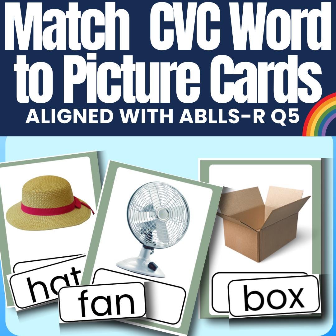 CVC Word to Picture Matching Photo Cards Autism Special Education ...