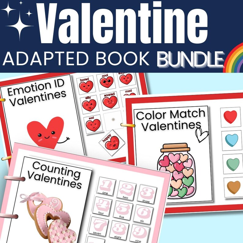 Valentine Adapted Books Bundle Colors Counting Emotion ID Align W Ablls ...