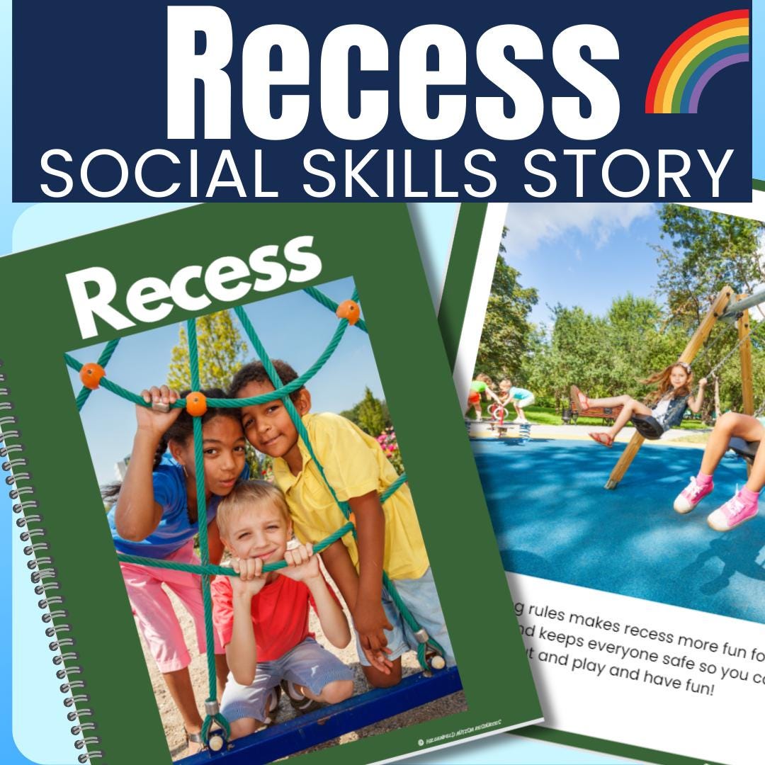 Editable Recess Social Story Autism Pre-k Kindergarten Learning Rules ...