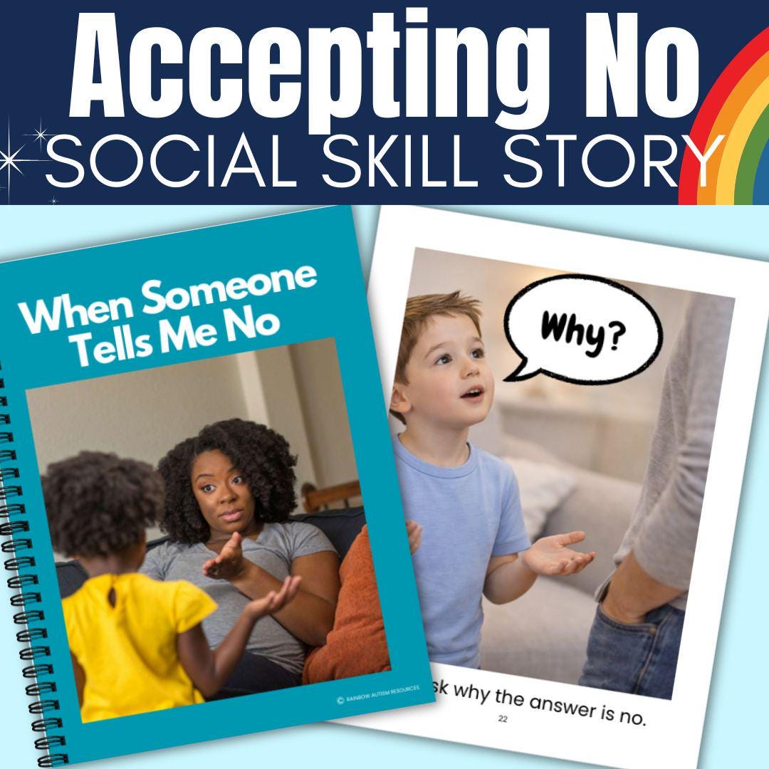 Accepting No Social Story Preschool Autism Social Skills SEL Emotional ...