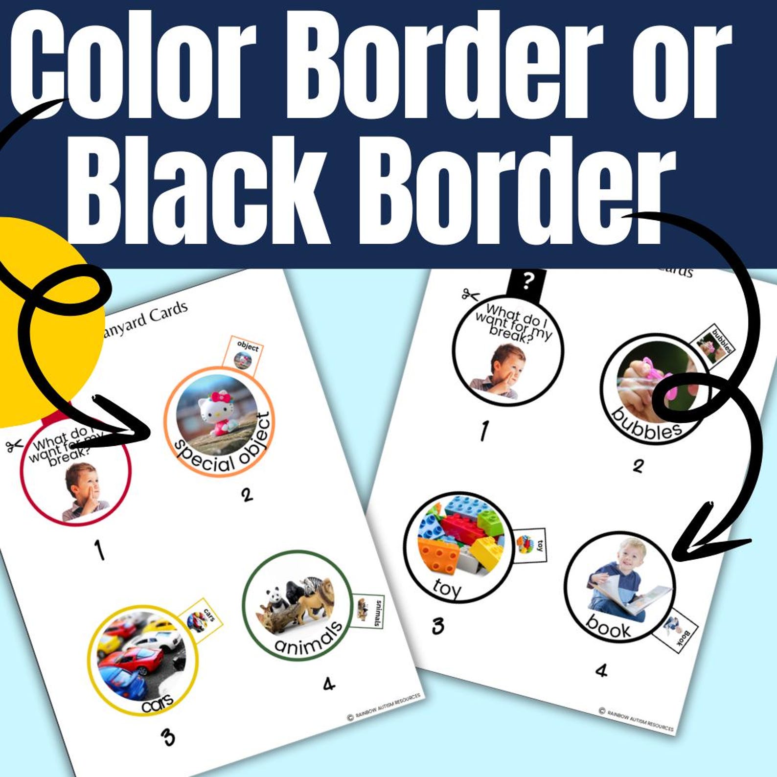Break Options Cards for Lanyard Autism Visuals With Realistic Photos ...