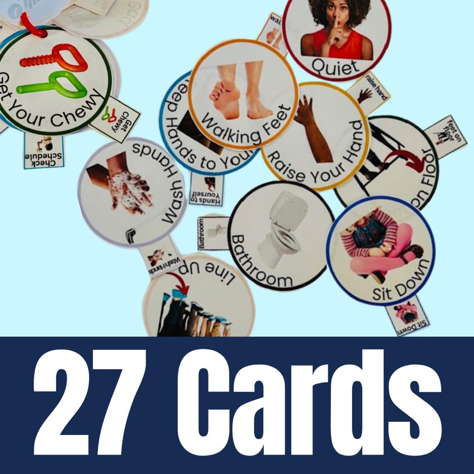 Editable Autism Lanyard Cards – Visual Cues for Behavior & Directions ...