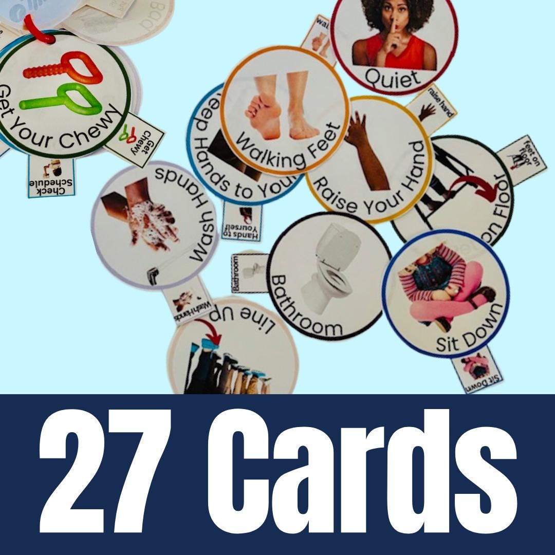 Editable Autism Lanyard Cards – Visual Cues for Behavior & Directions ...