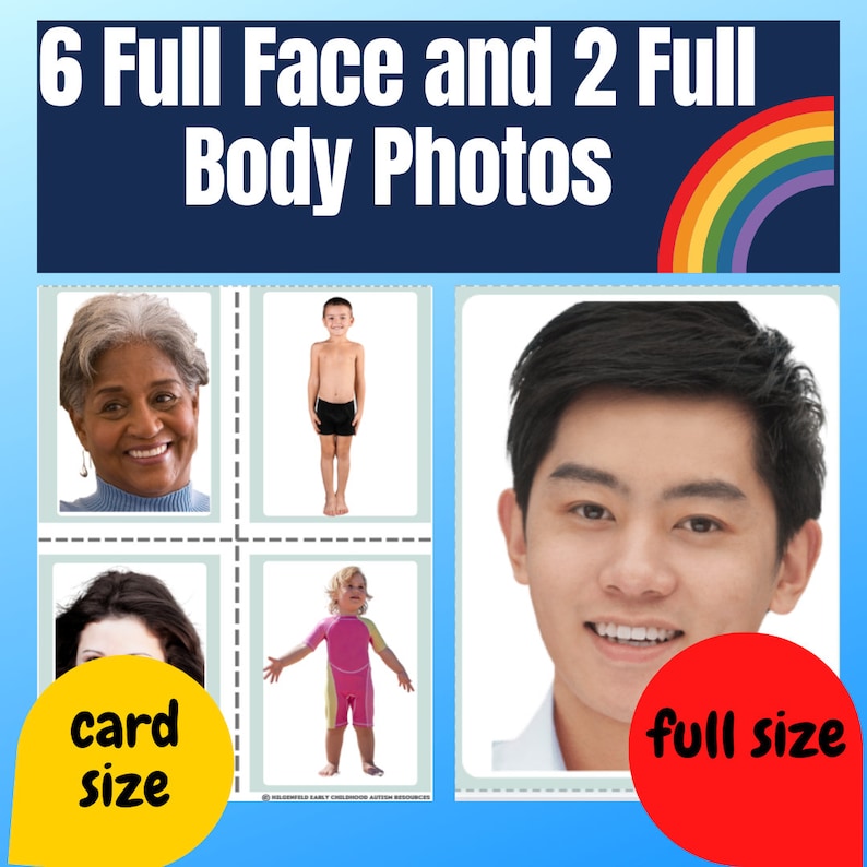 Body Part Receptive Expressive Id Picture Cards for Aba Autism ABLLS-R ...