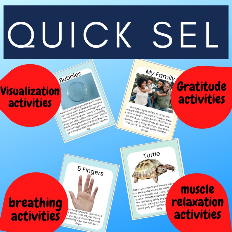 Preschool Mindful Minute Activity Cards Breathing Visuals & More SEL ...