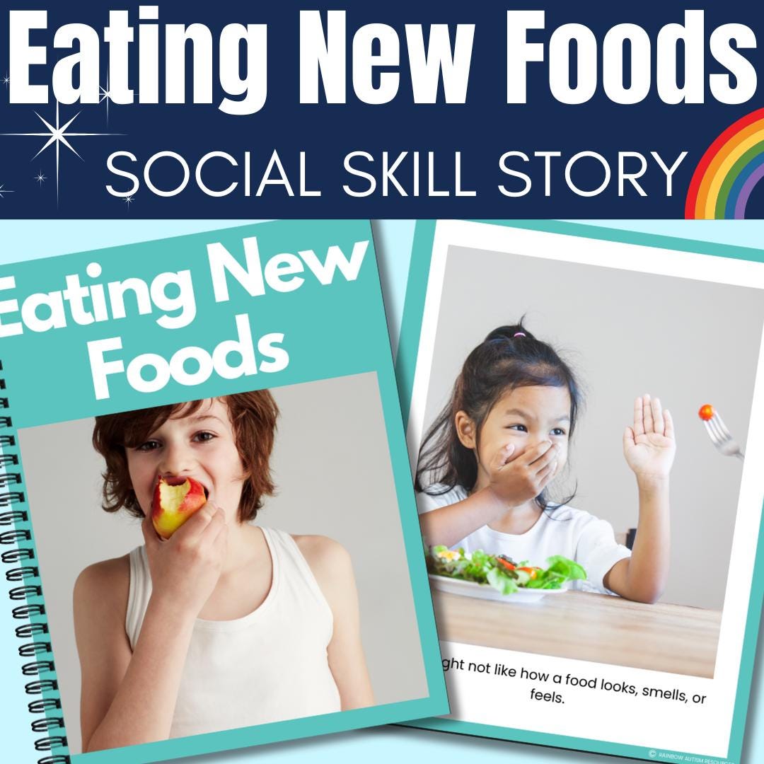 Trying New Foods Autism Social Story With Real Photos Feeding Therapy ...