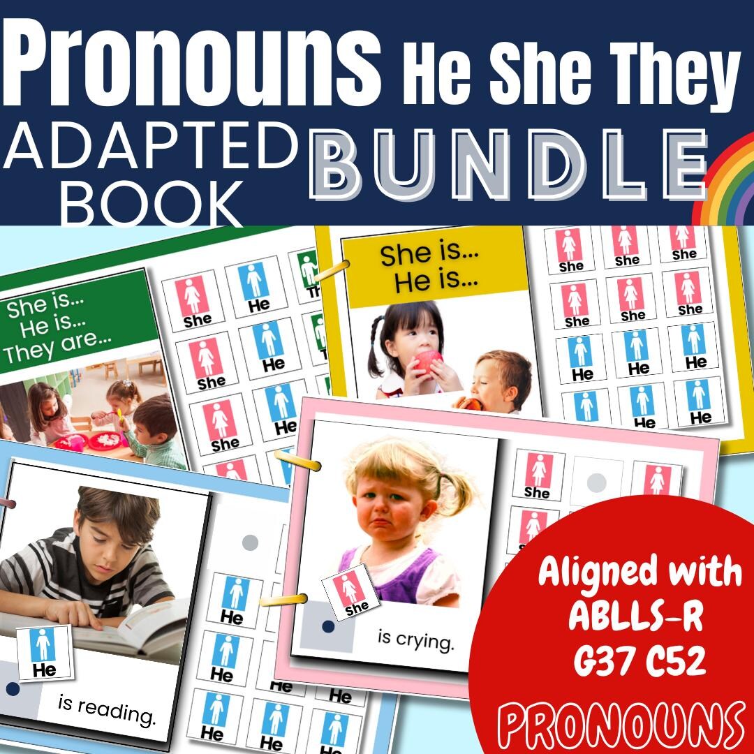 Pronoun Adapted Books Bundle: He, She, They - ABLLS-R Aligned - Etsy