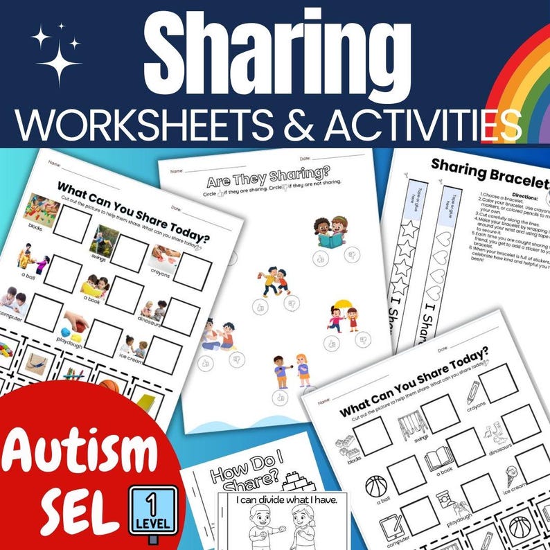 Sharing Worksheets & Activities Autism SEL Social Skills Printables Pre ...