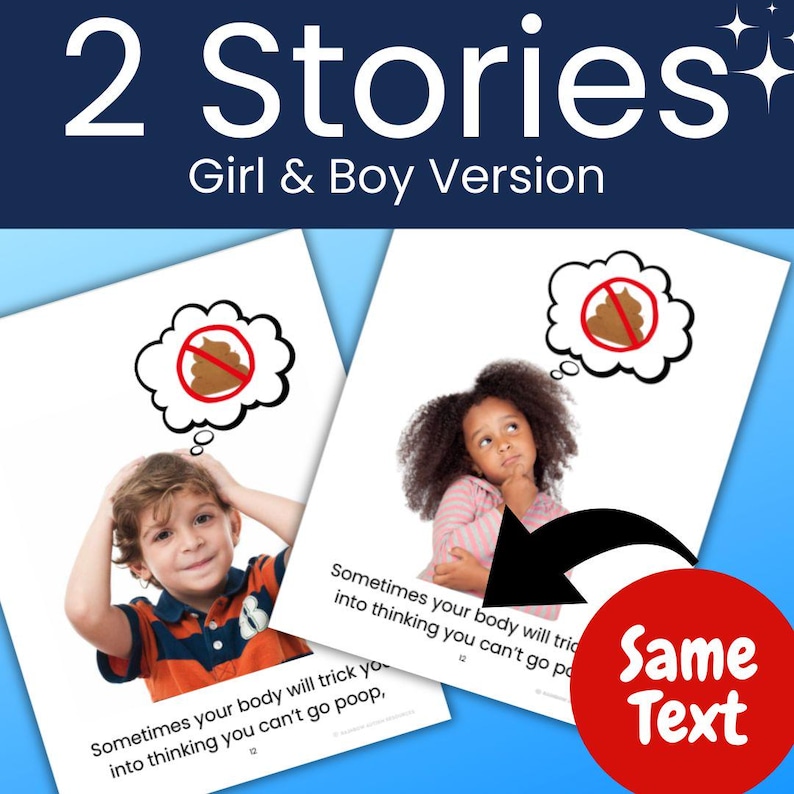Poop in Potty Social Story Bundle Boy and Girl Version Poop Withholding ...