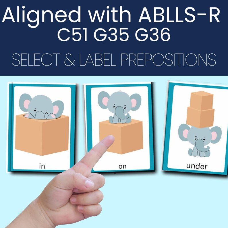 Label & Identify Preposition Picture Cards Aligned With ABLLS C51 G35 ...