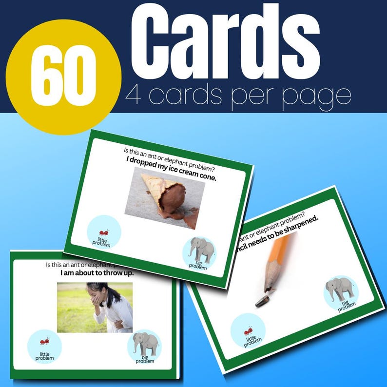 Size of the Problem Task Cards Prek to 3rd SEL Activity Emotional ...