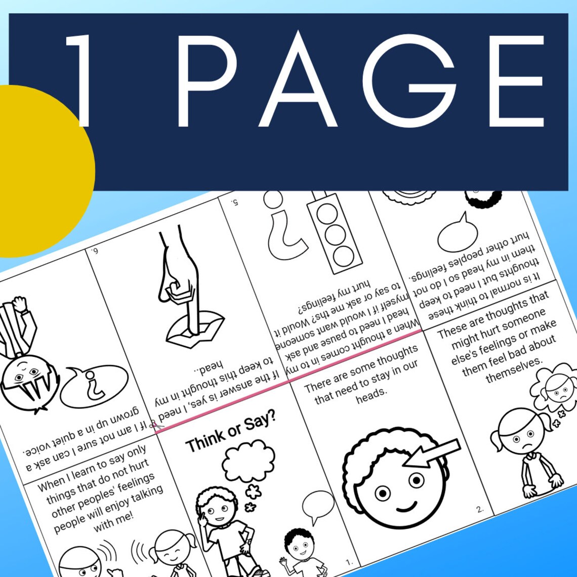 Say or Think Social Filter Mini Coloring Book for Autism SEL Skills - Etsy