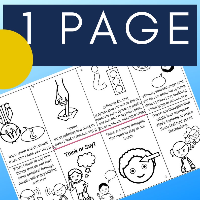 Say or Think Social Filter Mini Coloring Book for Autism SEL Skills - Etsy