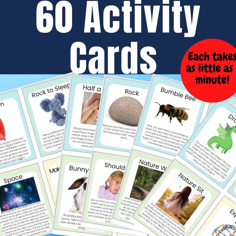 Preschool Mindful Minute Activity Cards Breathing Visuals & More SEL ...