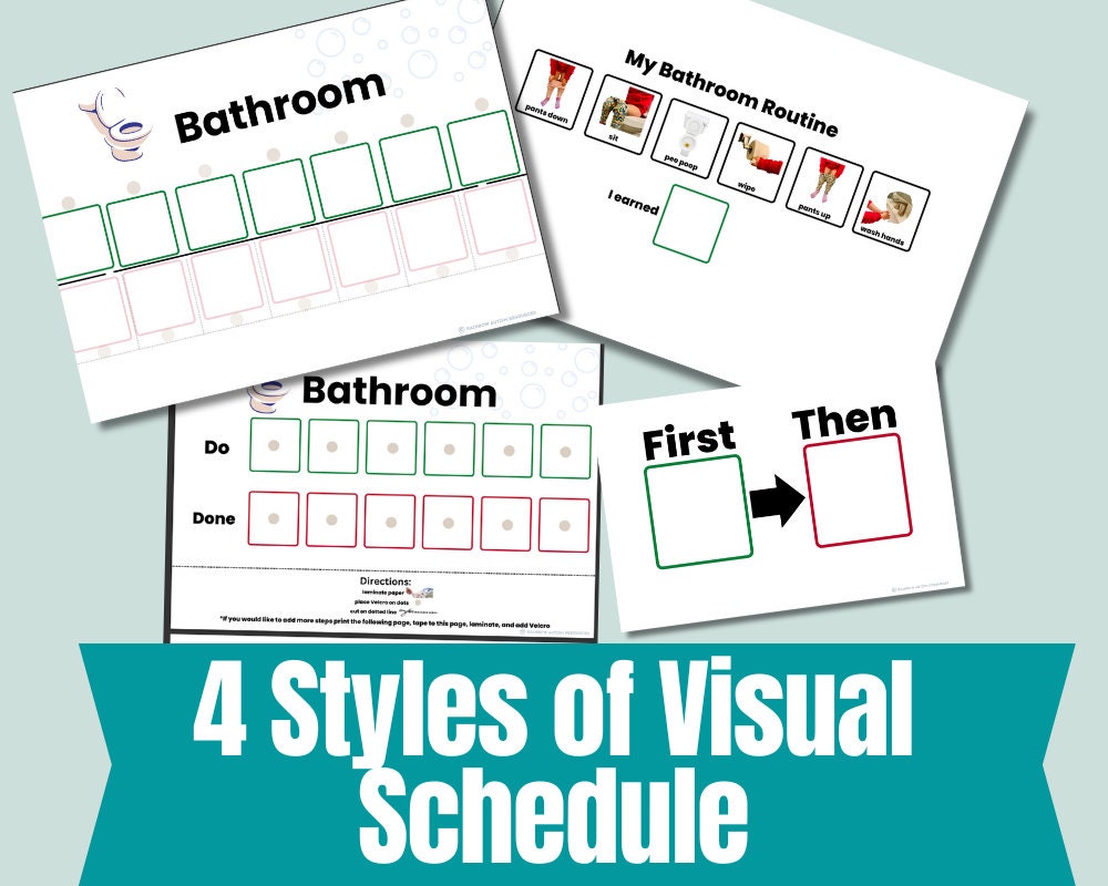 Autism Visual Support Bathroom Visual Schedule With Photos for Toilet ...