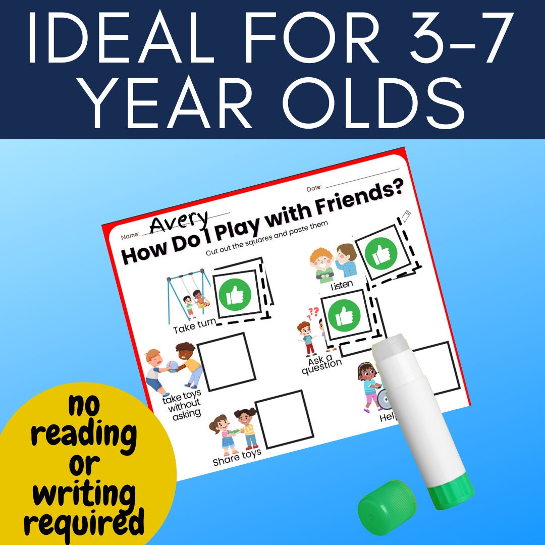 How to Play With Friends Autism Social Skills Worksheets & Child ...