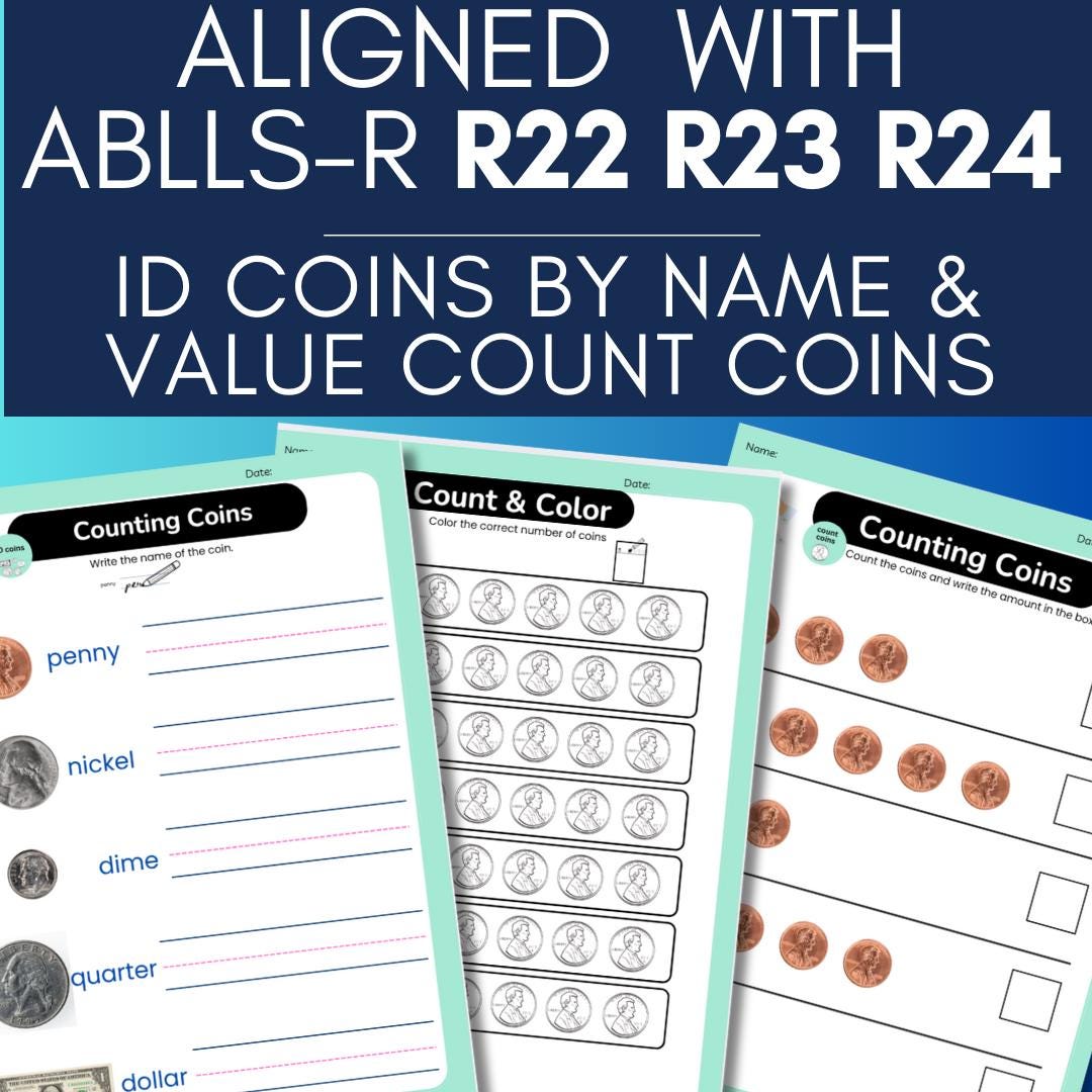 Money Worksheets ID Coins by Name & Value Count Coins Aligned With ...
