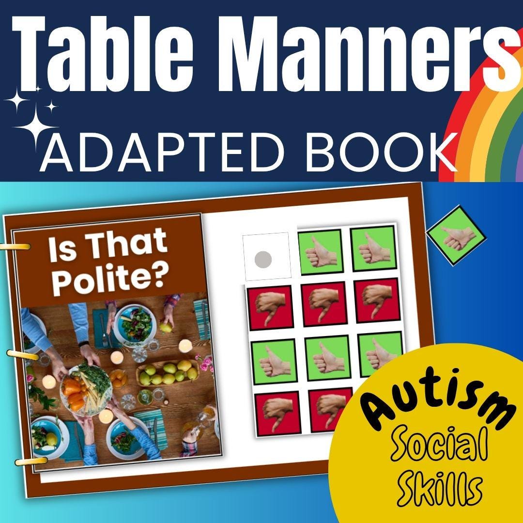 Table Manners Interactive Book Ideal for Autism Special Education ...