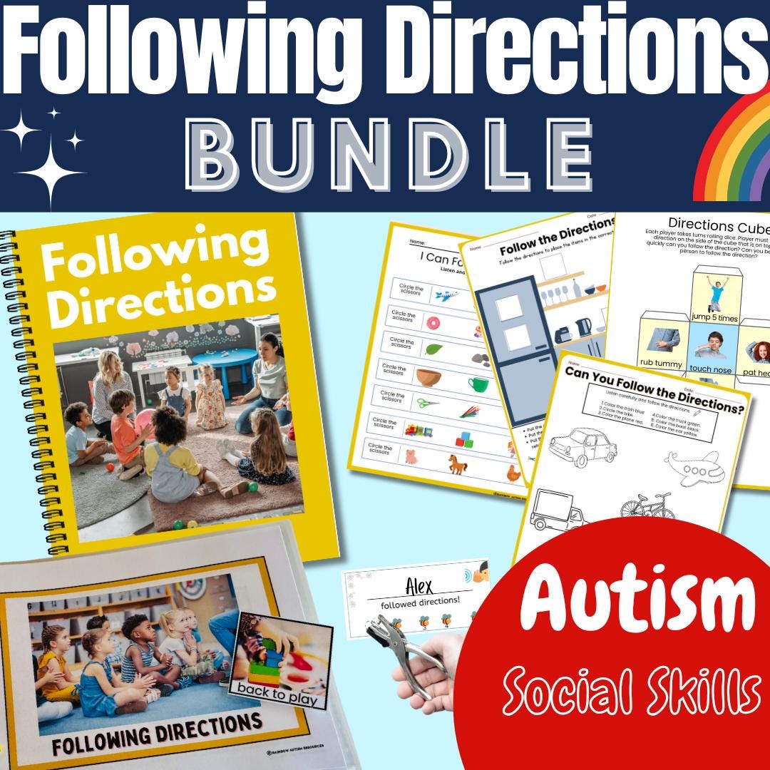 Following Directions Bundle: Autism Social Skills Resources Digital ...