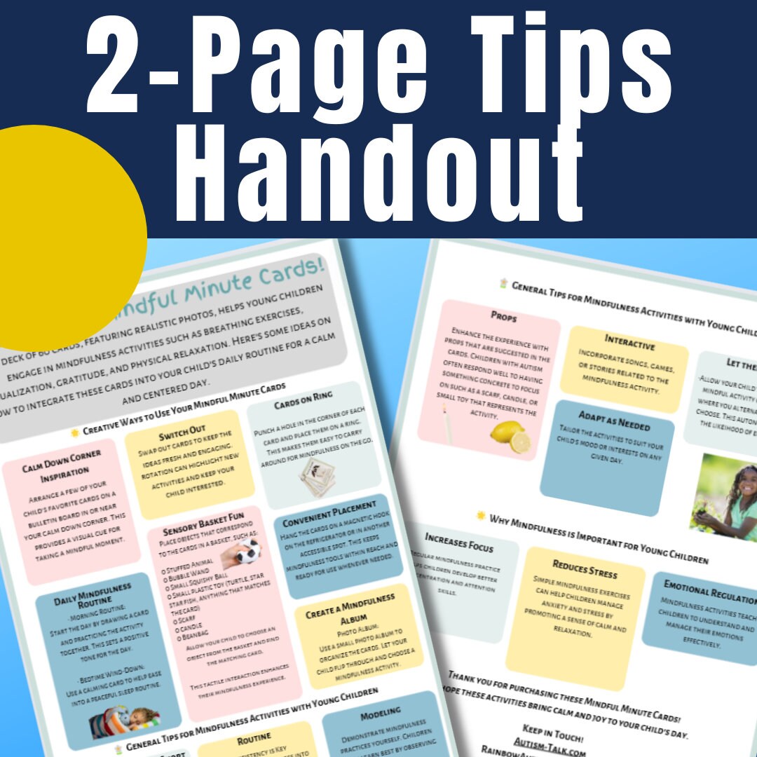 Preschool Mindful Minute Activity Cards Breathing Visuals & More SEL ...