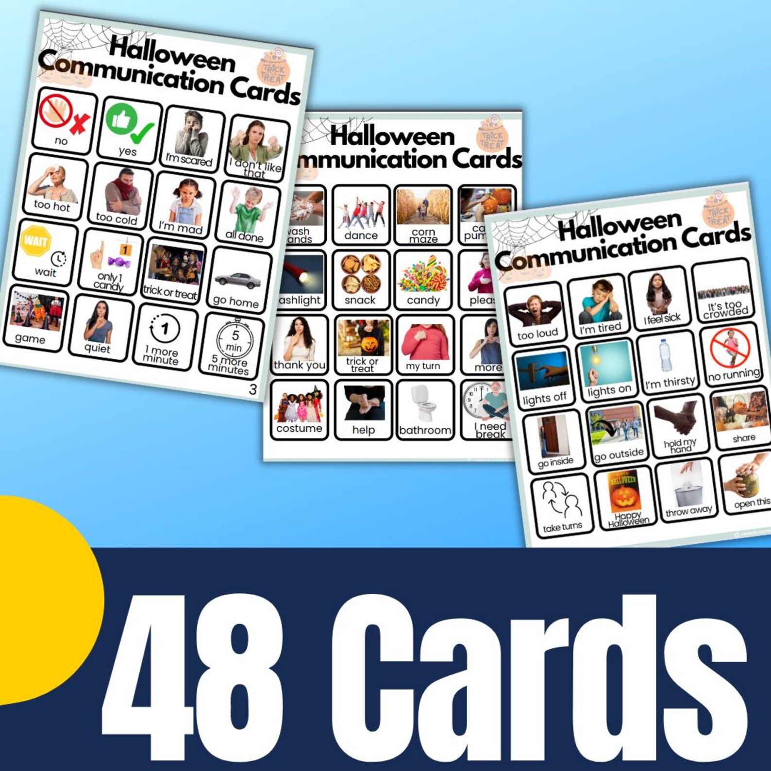 Halloween PECS Style Communication Cards & Trick or Treating Visual ...