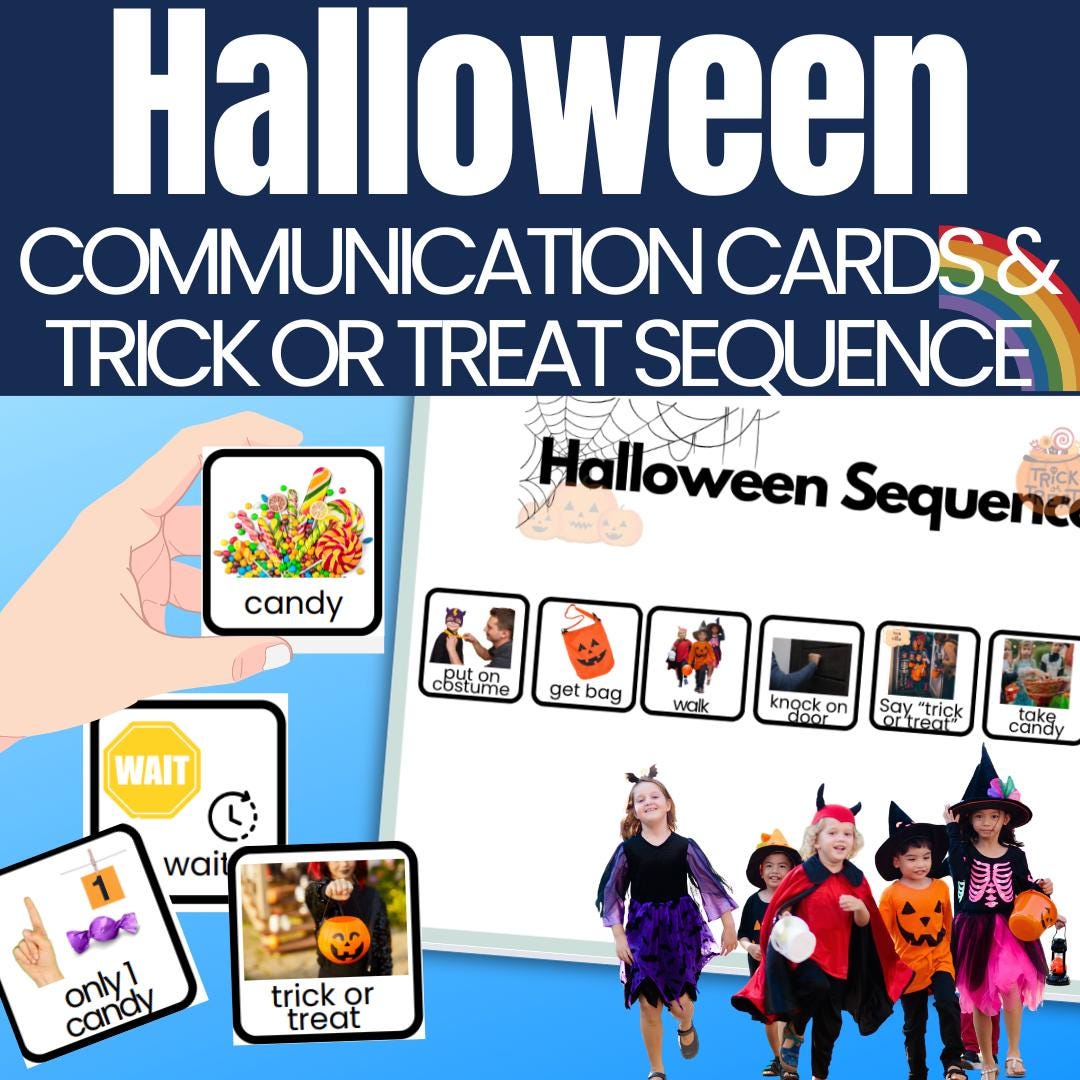 Halloween PECS Style Communication Cards & Trick or Treating Visual ...