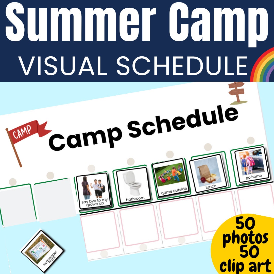 Summer Camp Visual Schedule: Autism Special Ed Tool (photo + Clip Art ...
