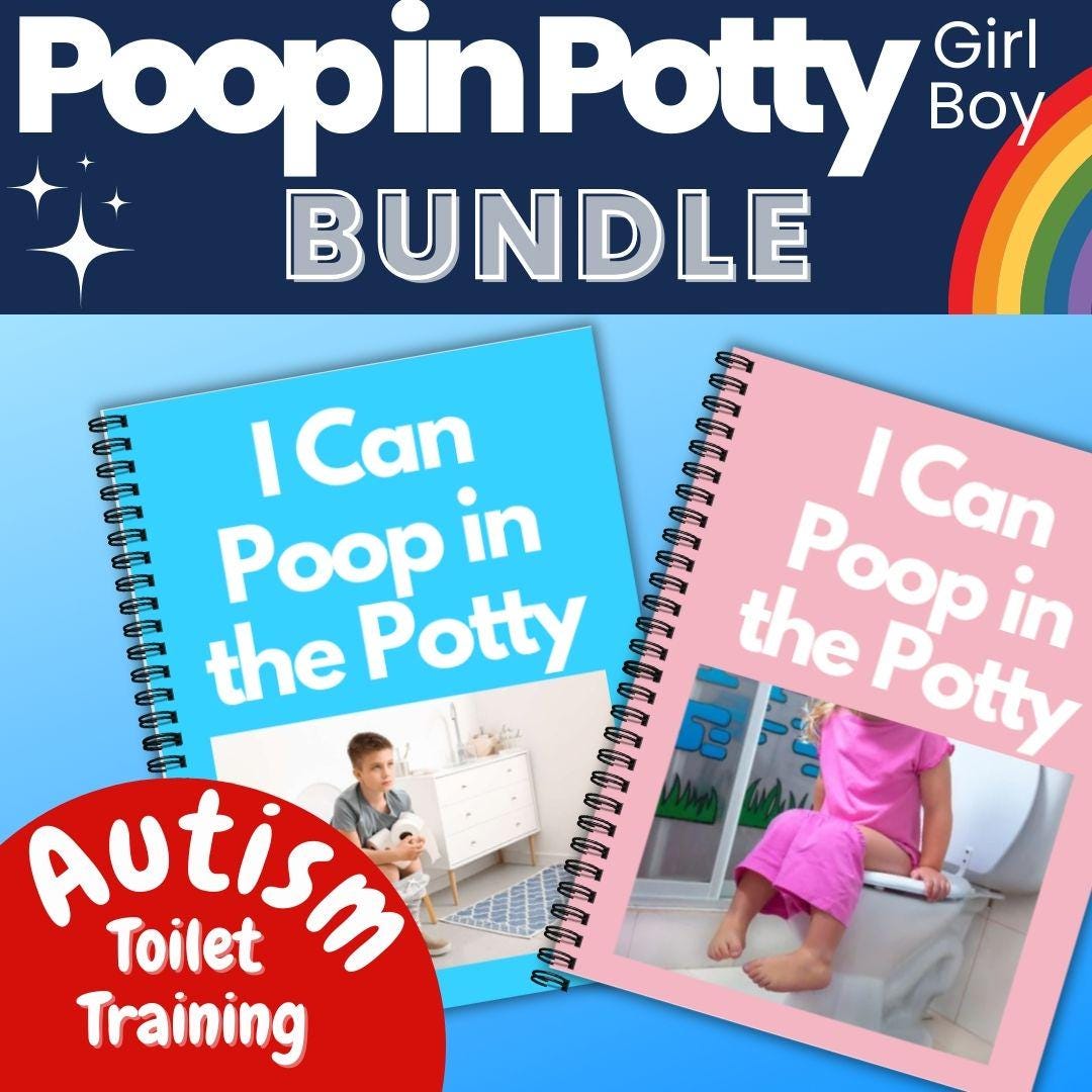 Poop in Potty Social Story Bundle Boy and Girl Version Poop Withholding ...