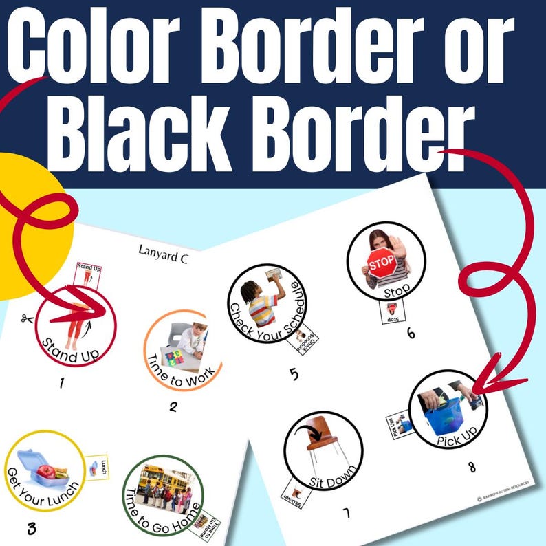 Editable Autism Lanyard Cards – Visual Cues for Behavior & Directions ...