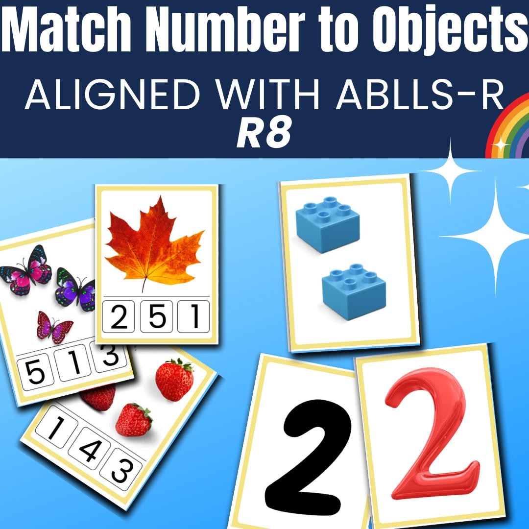 Matching Numbers to Objects Photo Picture Cards Aligned With ABLLS R8 ...