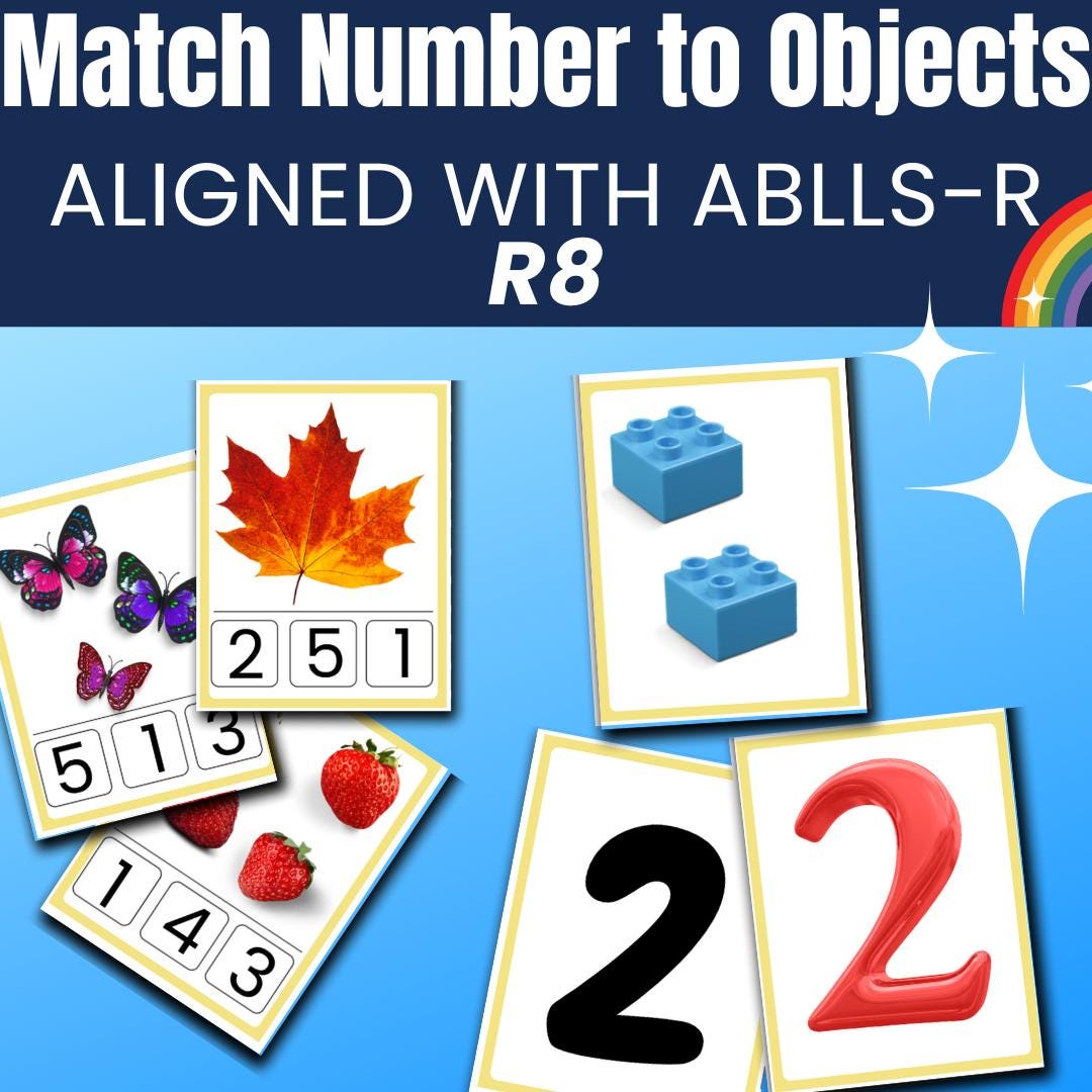 Matching Numbers to Objects Photo Picture Cards Aligned With ABLLS R8 ...