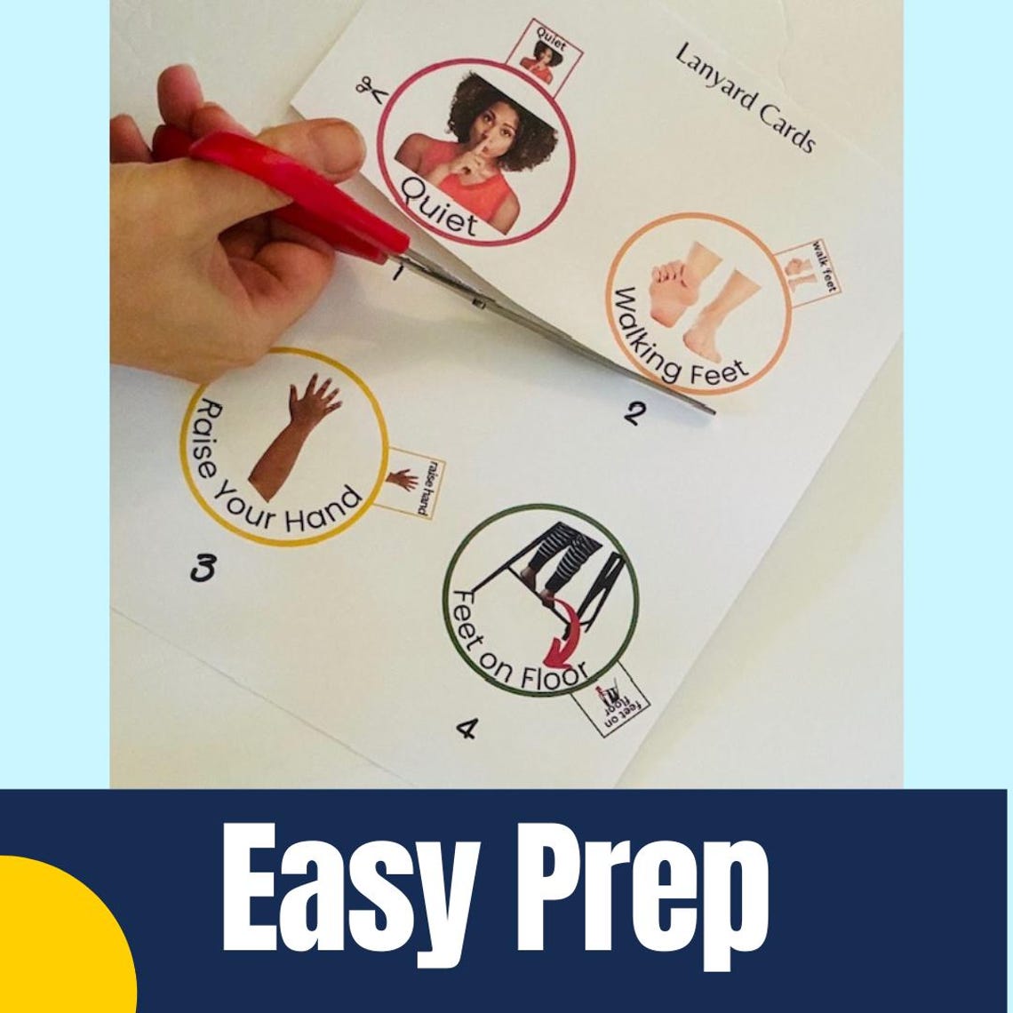 Autism Visual Support Lanyard Cards or Visual Behavior Support Cue ...