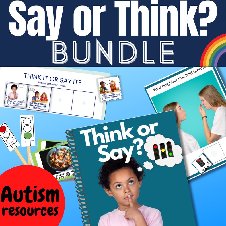 Say It or Think It Social Filter Autism Bundle Activities & Story - Etsy