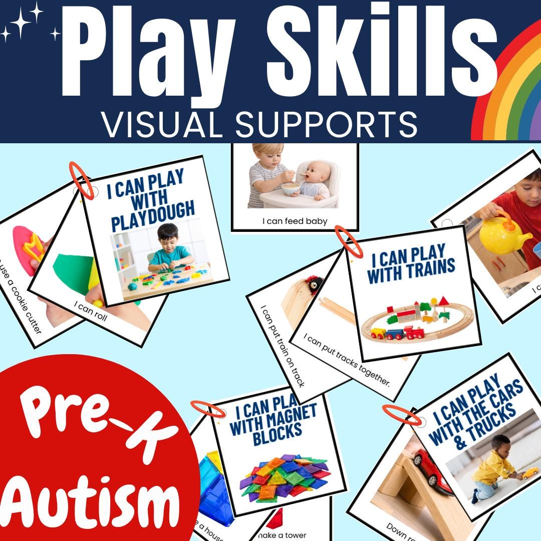 Center Play Visual Supports Card Set Autism Social Skills Preschool ...