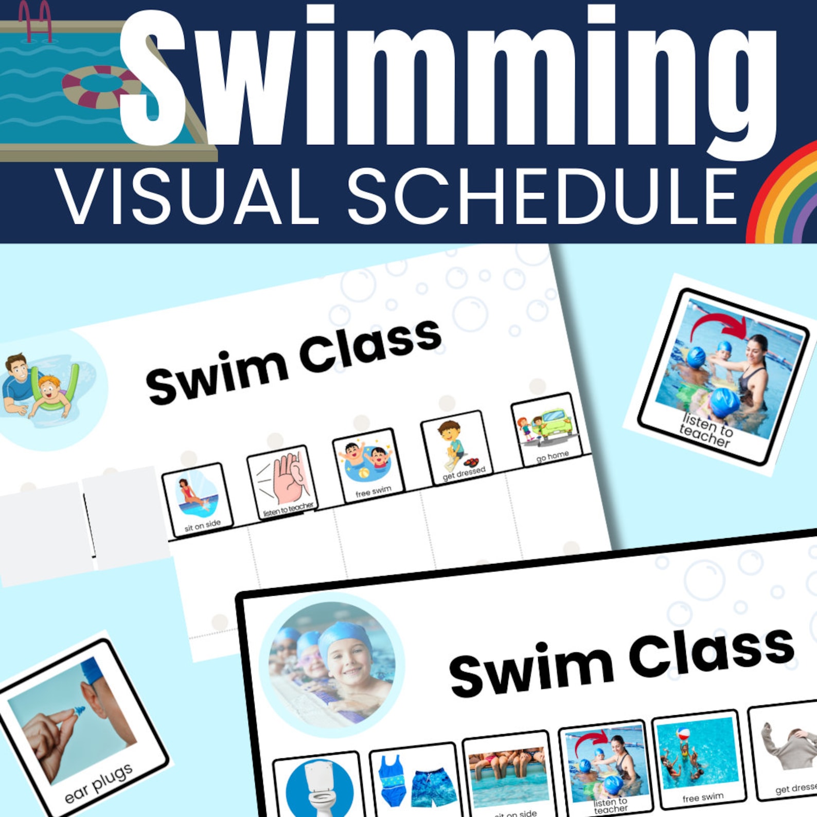 Swim Bundle Swimming Water Safety Social Skill Stories Pool Visual ...