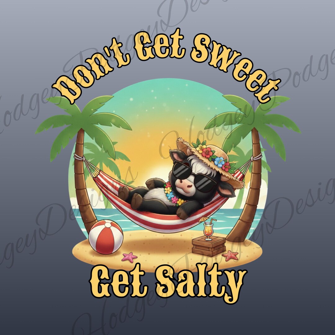 Salty Cow PNG - Beach Summer Graphic - Highland Calf Sublimation Design ...