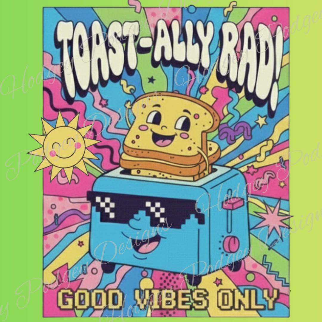 Groovy Toaster PNG Design – 90s Y2K Kawaii Food Pun (digital Download ...