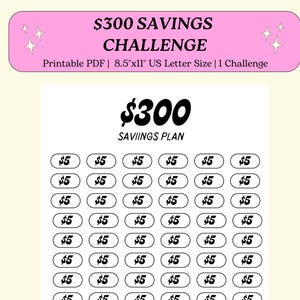 300 Savings Challenge | Printable Savings Tracker | Digital Download ...