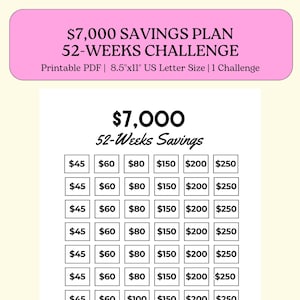 7,000 Savings in 52 Weeks / 7,000 Savings / Savings Challenge ...