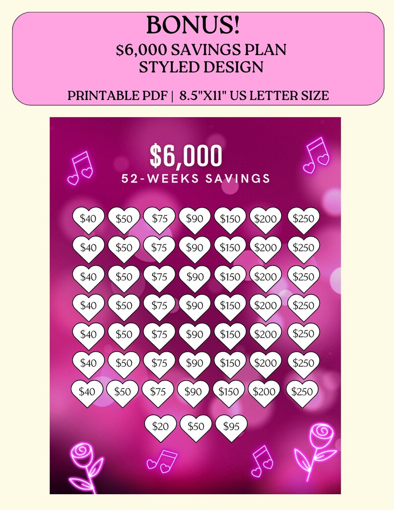 6,000 Savings in 52 Weeks / 6,000 Savings / Savings Challenge ...