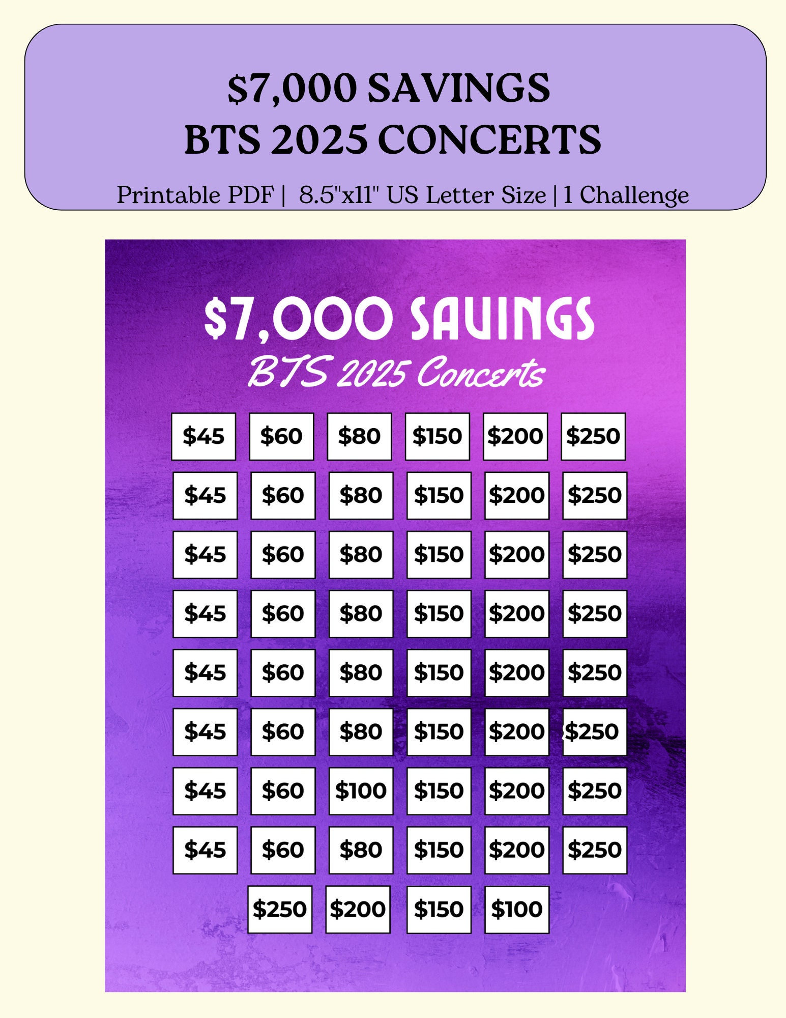 7,000 Savings for Future Bts Concert / 7,000 Savings / Tracker ...