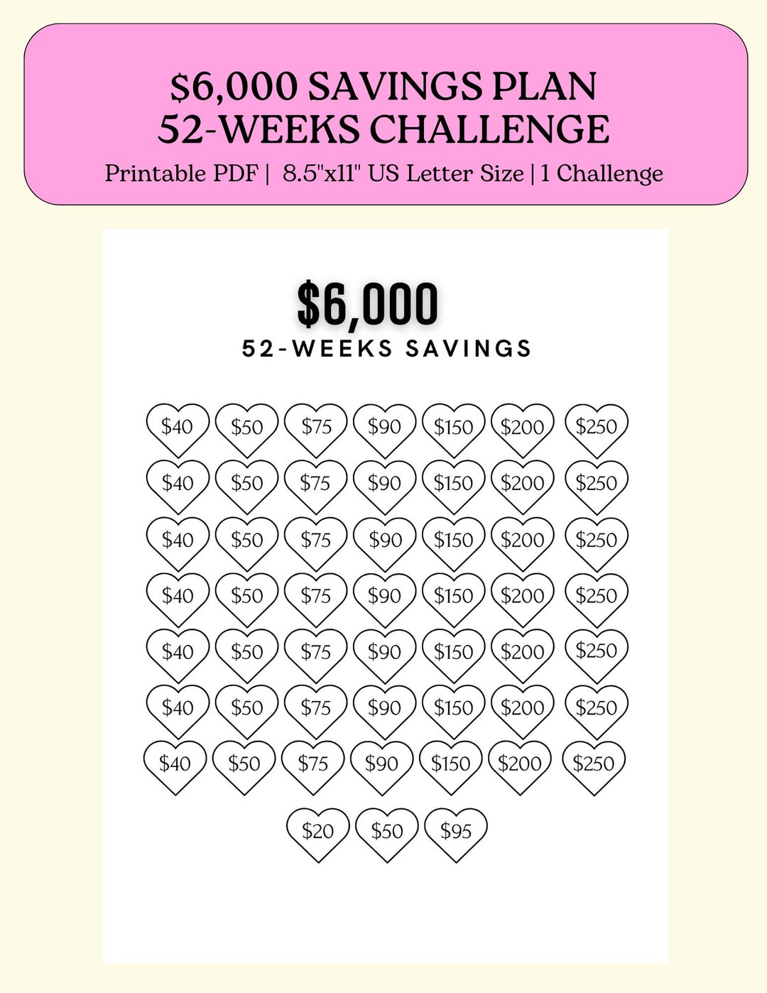 6,000 Savings in 52 Weeks / 6,000 Savings / Savings Challenge ...