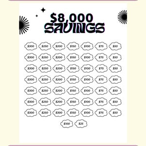 8,000 Savings Challenge / 8,000 Savings / Savings Challenge / Printable ...
