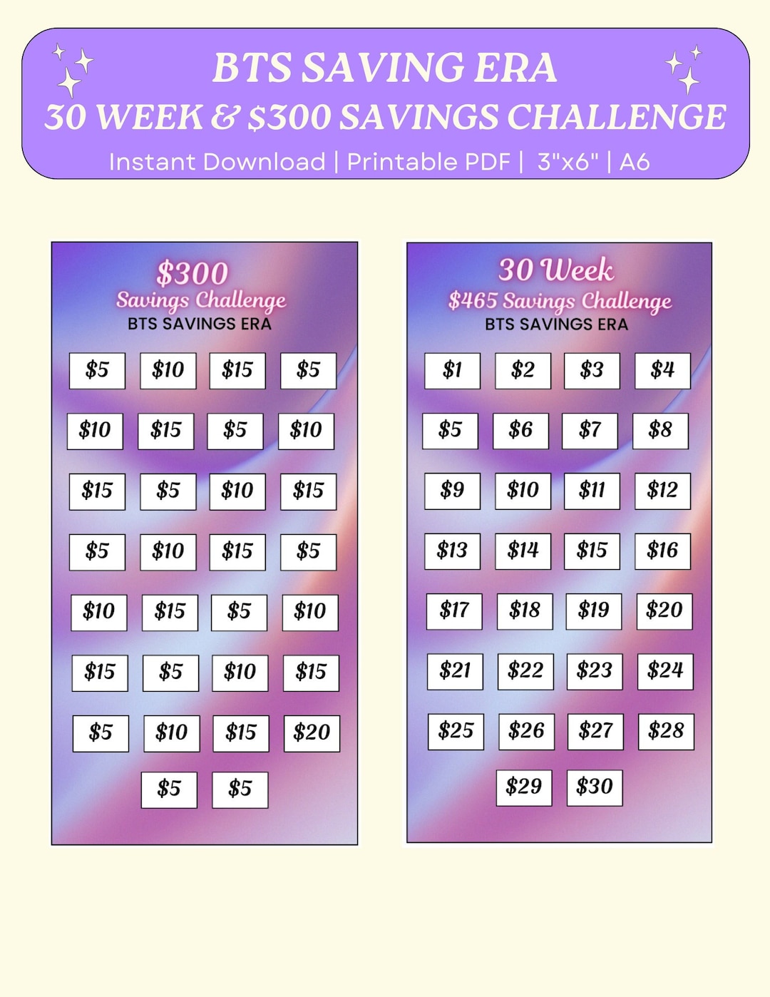 300 Savings Challenge/30 Week Savings Challenge/savings Printable ...